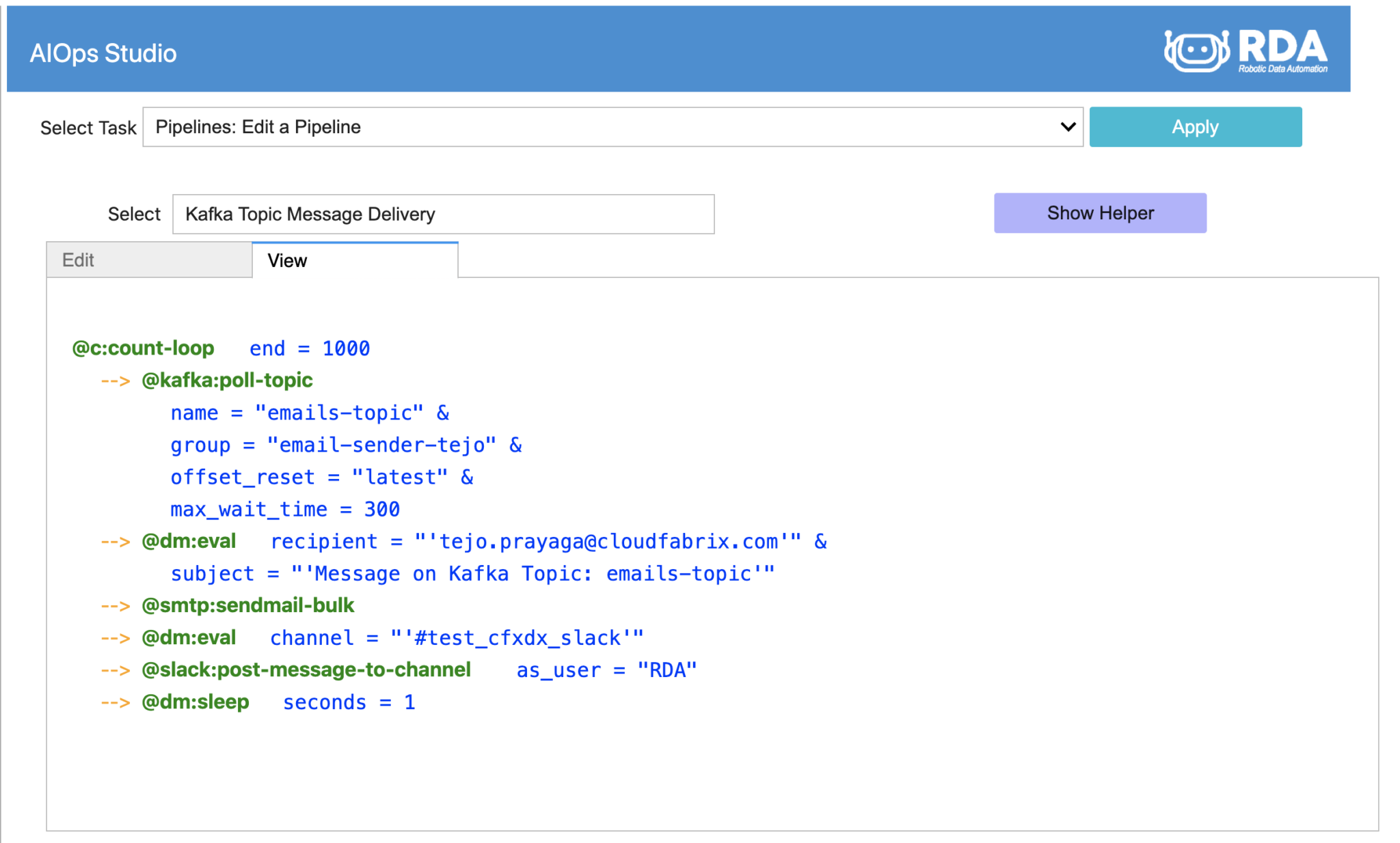 Automatically Sending Kafka Messages to Email or Slack Channel using Software Bots | Fabrix.ai